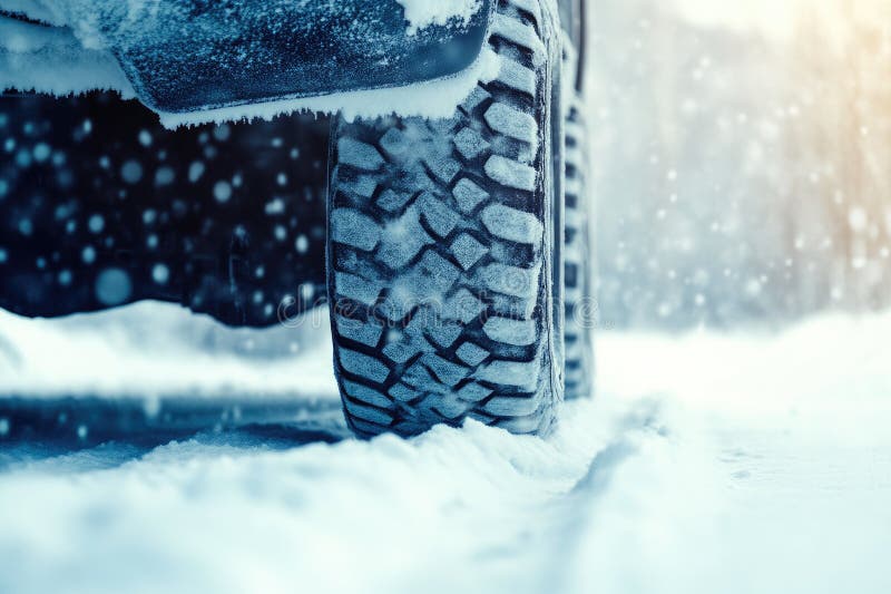 Blizzard Conditions: a Struggle for Traction on Snow. Stock ...