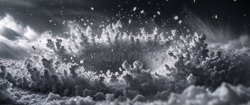 A Blizzard of Particles Explodes in a Dark Sky. Stock Photo - Image of ...