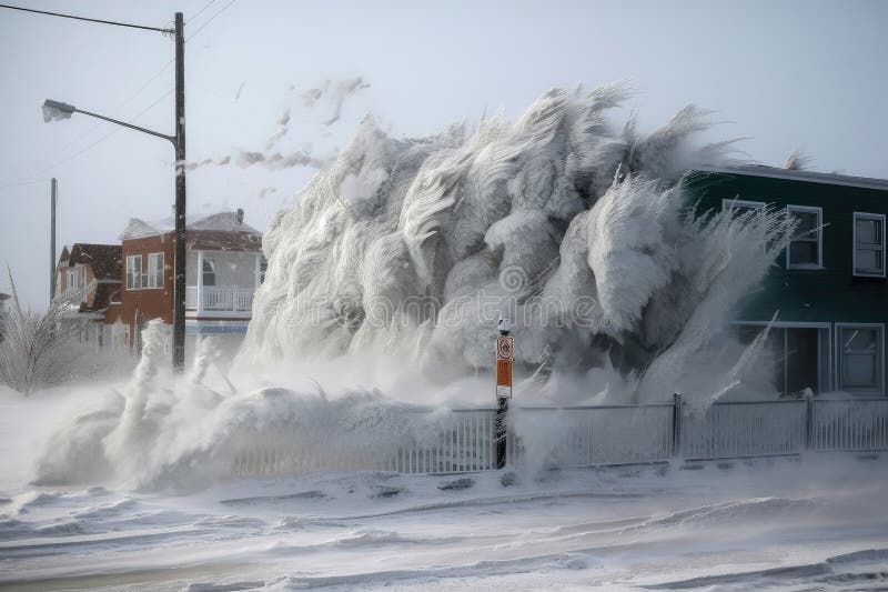 Blizzard of Snow and Ice Swirls in the Wind, Blanketing Everything ...