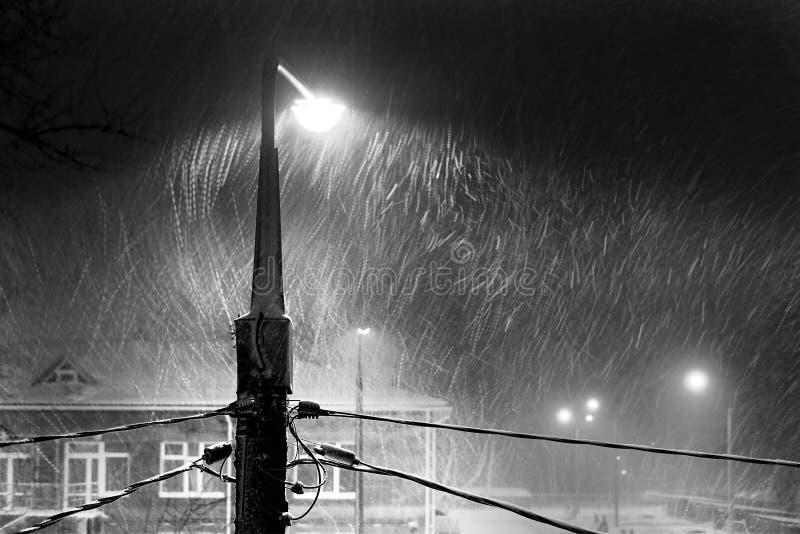 Blizzard, Street Lamp, Night Stock Photo - Image of snow, tree: 67152522