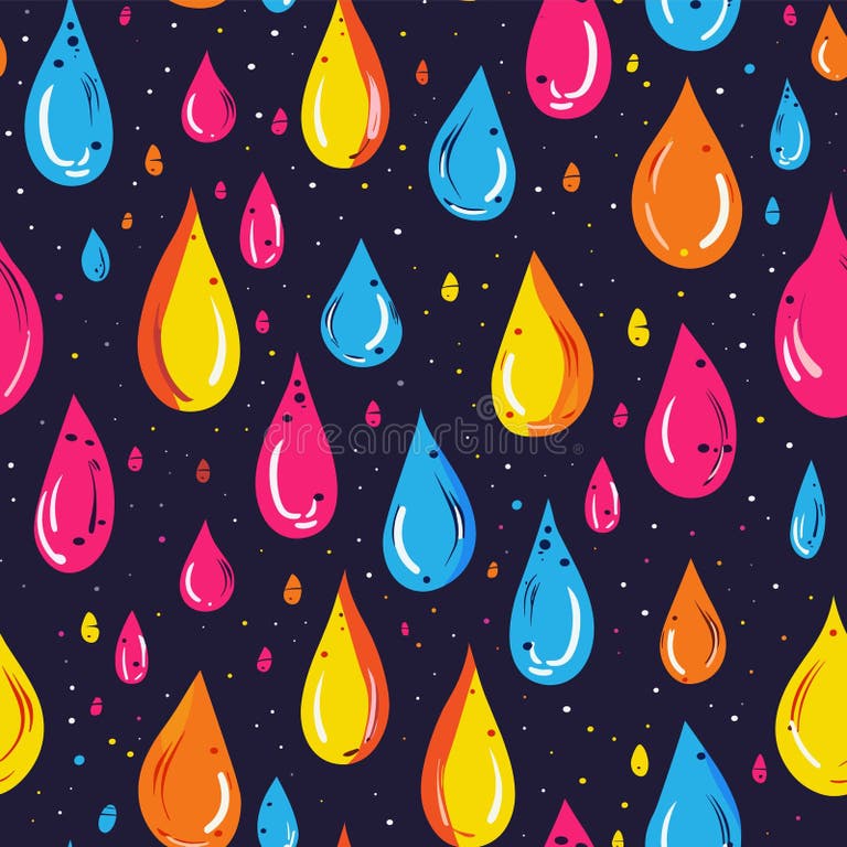 Blobs Colorful Seamless Pattern, Dribble Abstract Dark Background ...