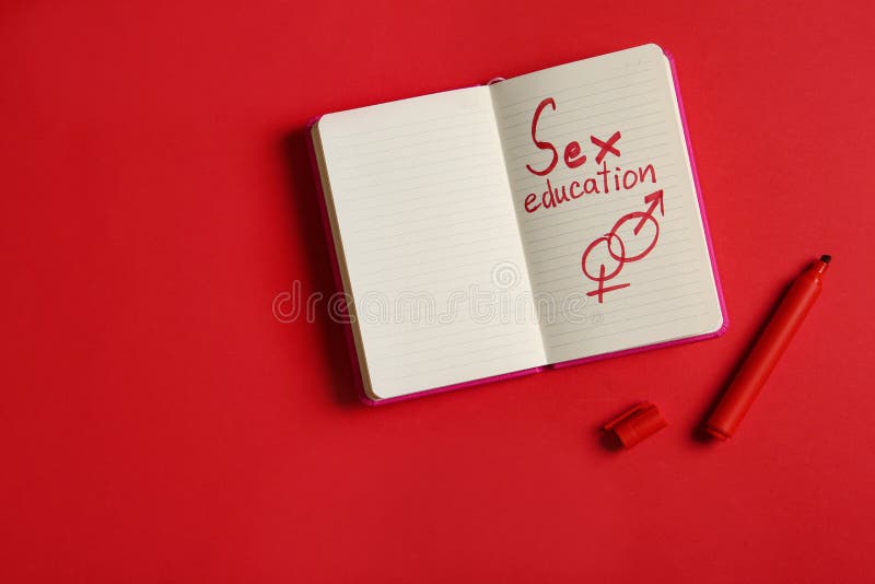Bloc Notes Avec Lexpression Sex Education Sur Fond Rouge Plate