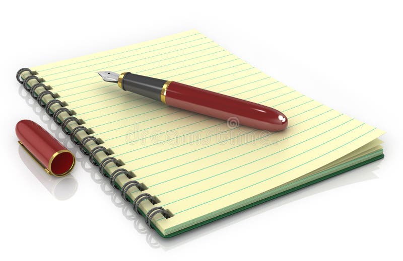 Bloc-notes Avec Le Pot De Stylo-plume Et D'encre Photo stock - Image du ...