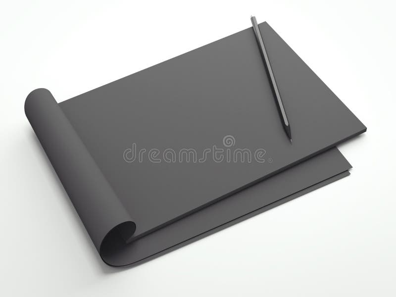 Bloc-notes Noir Ouvert Avec Le Stylo Rendu 3d Illustration Stock ...