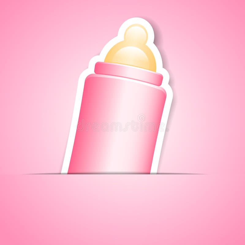 Biberon rosa con l'arco illustrazione vettoriale. Illustrazione di ...