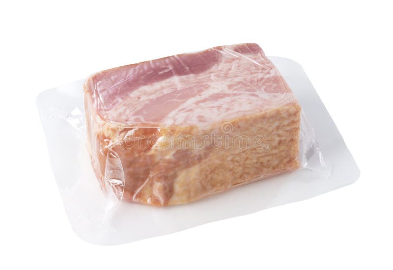 Block Bacon Placed on a White Background Stock Image - Image of meat ...
