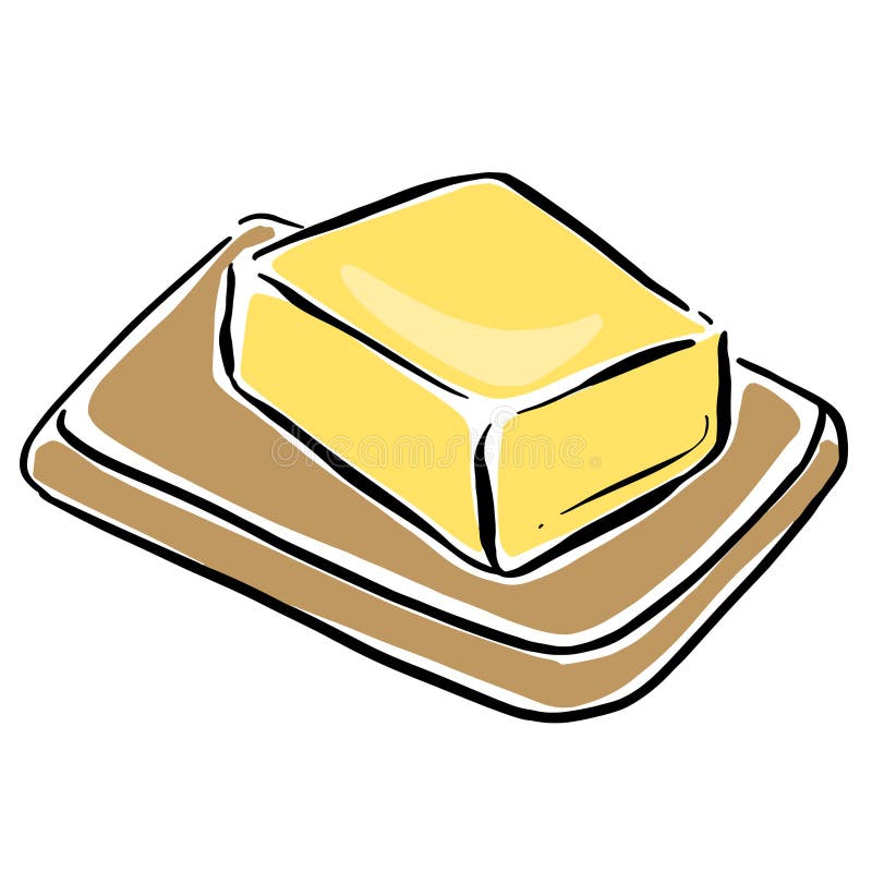 A Block of Butter on a Butter Stand and Knife Cartoon Illustration ...