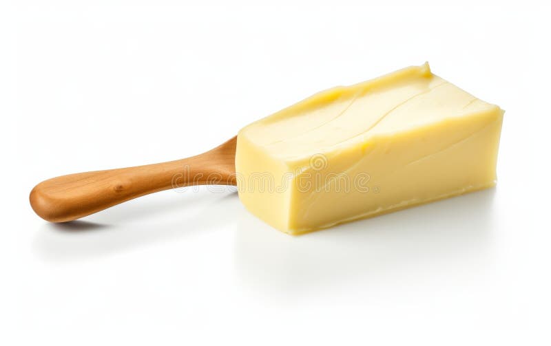 A Block of Butter with Wooden Spoon Stock Illustration - Illustration ...