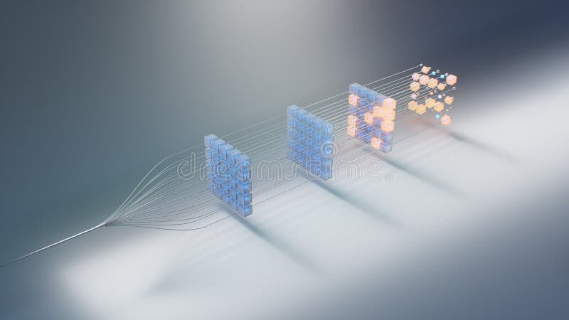 Block Chain Blockchain Data Flow Turns Blue Digital Blocks into Orange ...