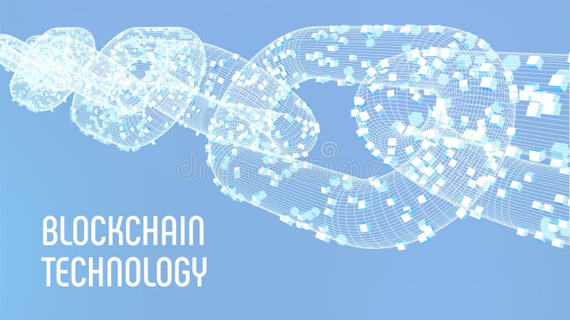 Block Chain. Crypto Currency. Blockchain Concept. 3D Wireframe Chain ...