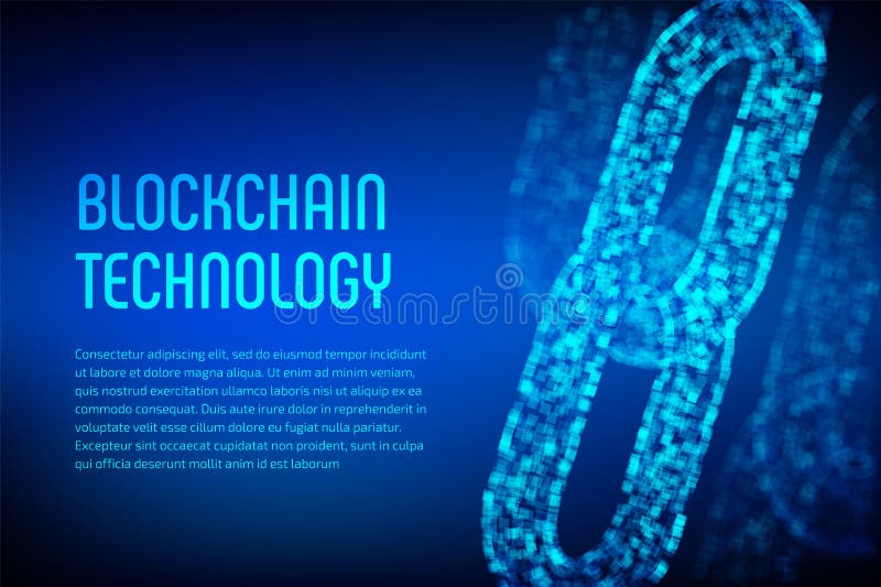 Block Chain. Crypto Currency. Blockchain Concept. 3D Wireframe Chain ...