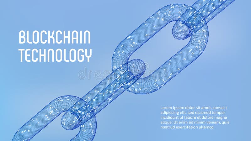 Block Chain. Crypto Currency. Blockchain Concept. 3D Wireframe Chain ...