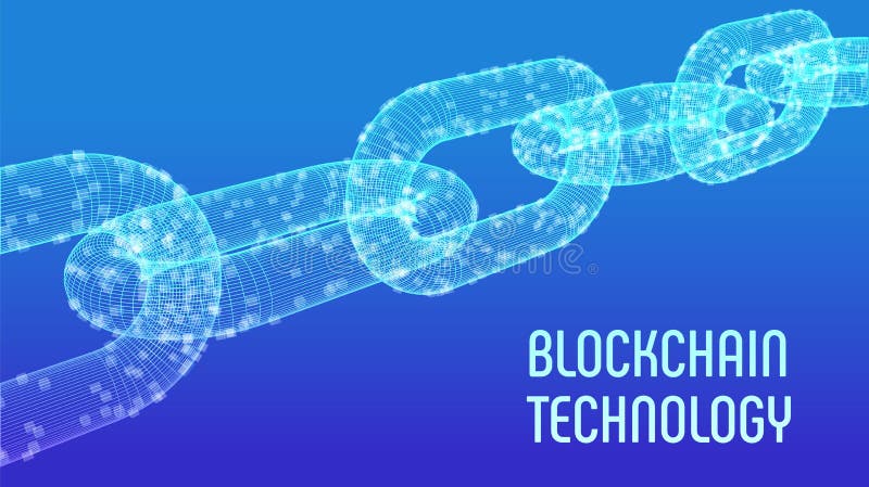 Block Chain. Crypto Currency. Blockchain Concept. 3D Wireframe Chain ...