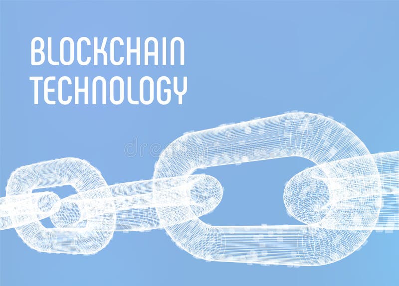 Block Chain. Crypto Currency. Blockchain Concept. 3D Wireframe Chain ...