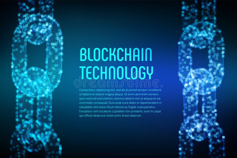 Block Chain. Crypto Currency. Blockchain Concept. 3D Wireframe Chain ...