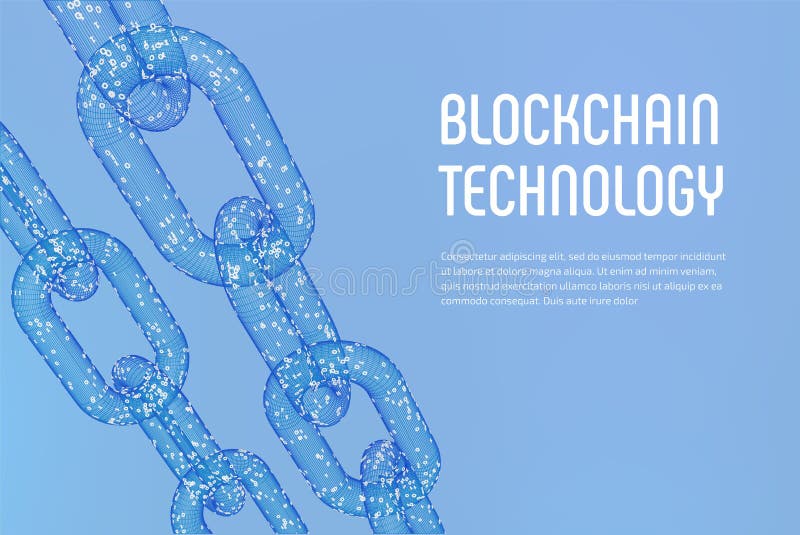 Block Chain. Crypto Currency. Blockchain Concept. 3D Wireframe Chain ...