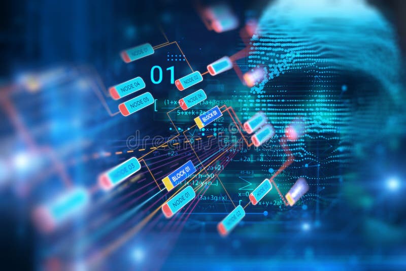 Block Chain Network Concept on Technology Background Stock Illustration ...