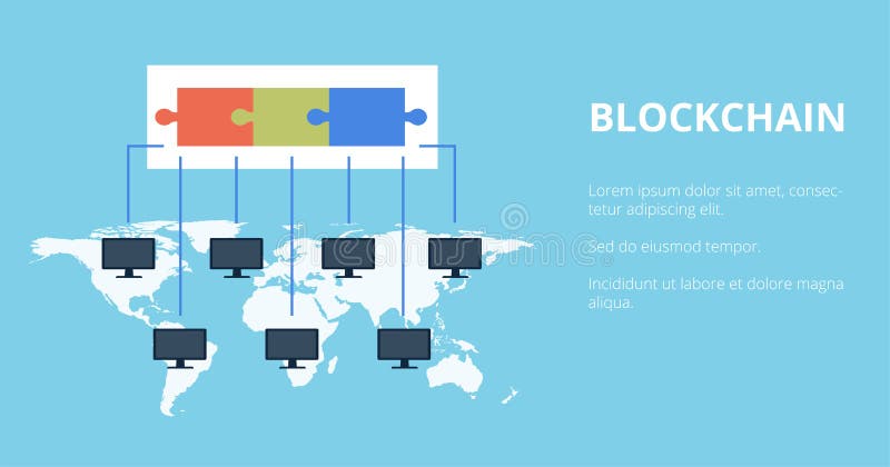 Block Chain Technology Vector Illustration. Public Database of ...