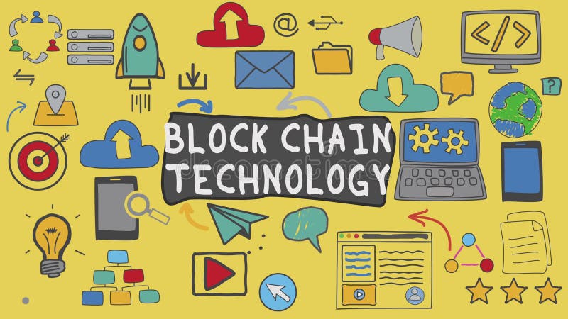 Block Chain Technology, Yellow Illustration Graphic Technology Concept ...