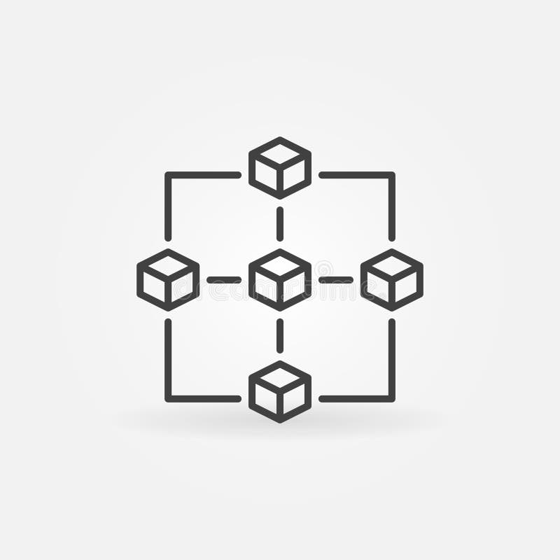 Block Chain Vector Concept Line Icon - Five Blockchain Blocks Sign ... Block Chain Vector Concept Line Icon - Five Blockchain Blocks Sign ...