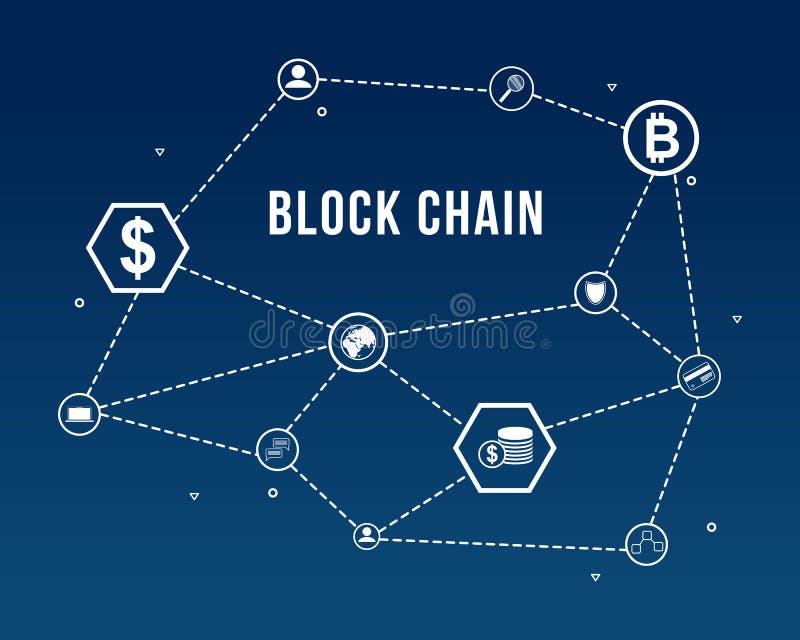 Block chain word with icon stock vector. Illustration of design - 104518497