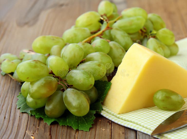 Block Cheese and Fresh Grapes Stock Image - Image of cheddar, glass ...
