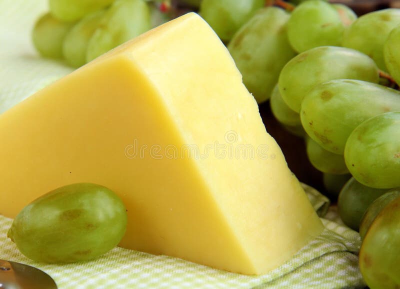Block Cheese and Fresh Grapes Stock Photo - Image of meal, grape: 313118964
