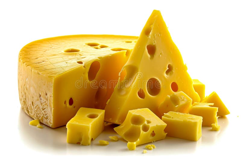 Block of Cheese Has Been Cut into Several Pieces with Some of Them ...
