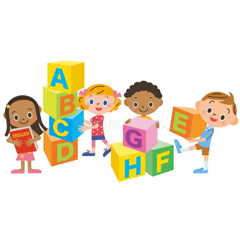 Block and Children of the Alphabet Stock Vector - Illustration of ...