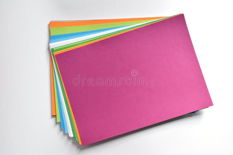 Block of Colored A4 Sheets on a White Background, Magenta Color ...