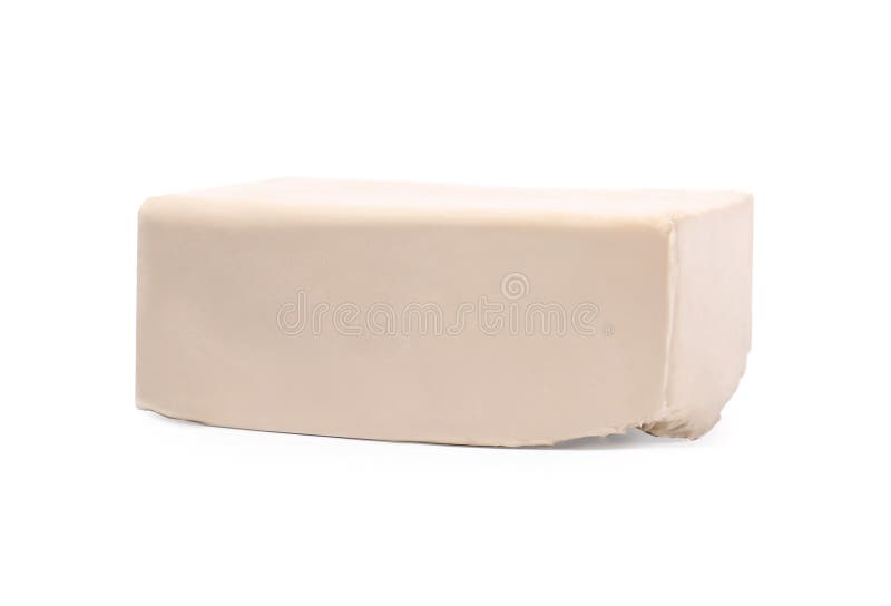Block of Compressed Yeast Isolated on White Stock Photo - Image of ...