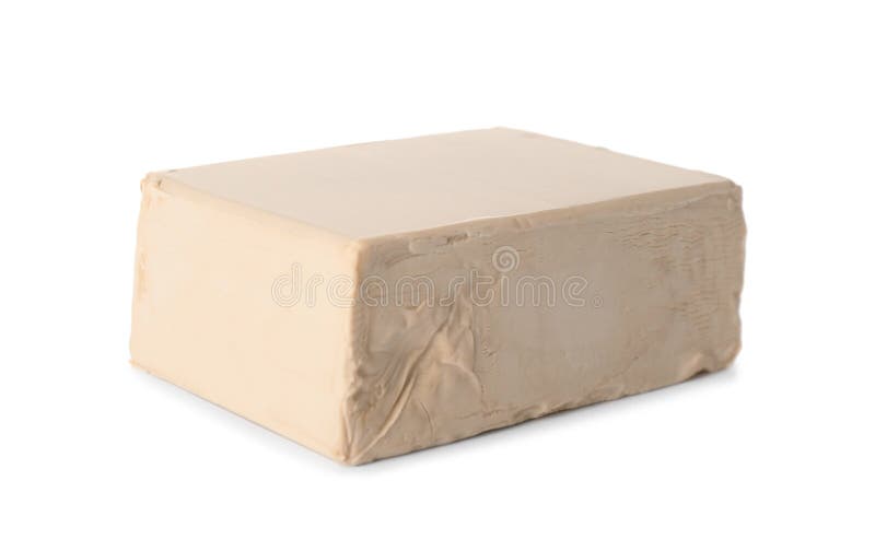 Block of Compressed Yeast on White Background Stock Image - Image of ...