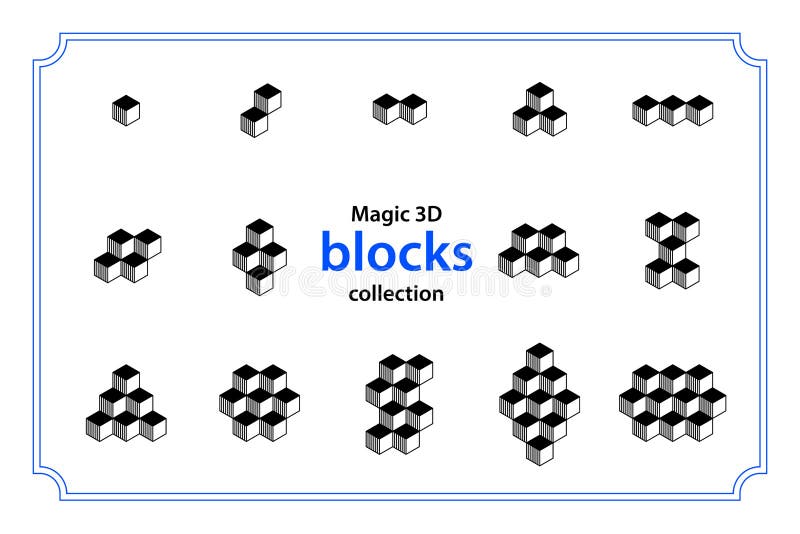 3D Blocks Cubes Combinations Collection Stock Illustration ...