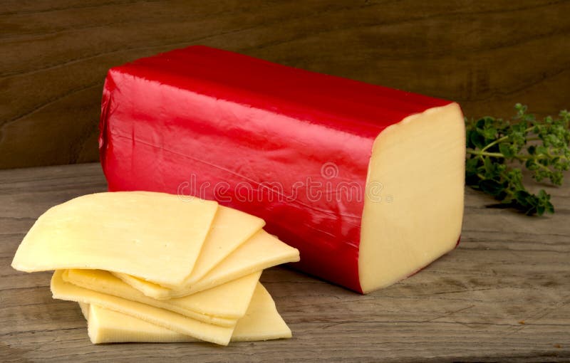 Edam Cheese with Red Wax Cover.on Plate Stock Image - Image of pieces ...