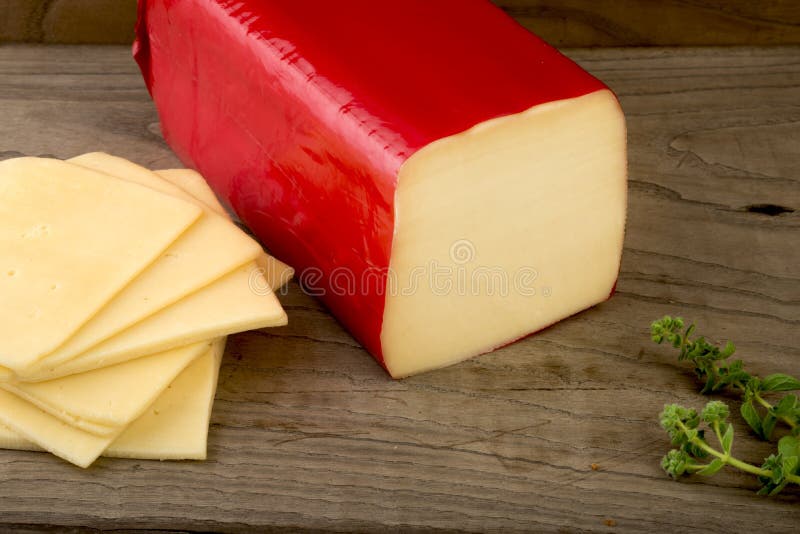 Edam Cheese with Red Wax Cover.on Plate Stock Image - Image of pieces ...