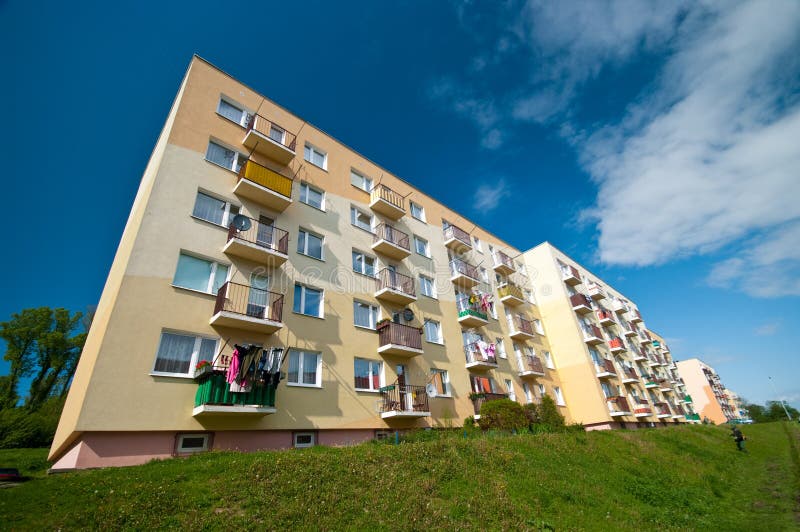 Block of flats stock image. Image of street, colourful - 21301917