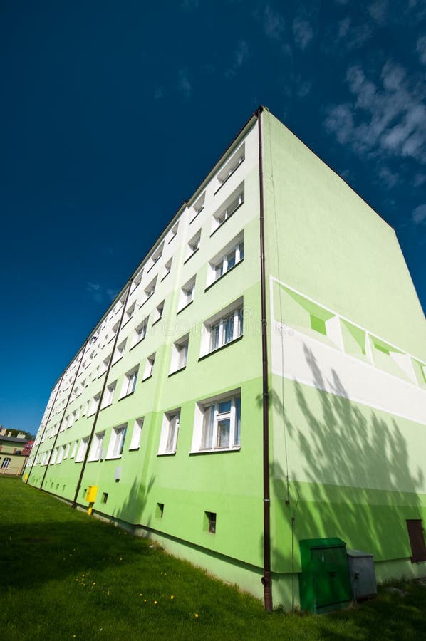 Block of flats stock image. Image of street, colourful - 21301917