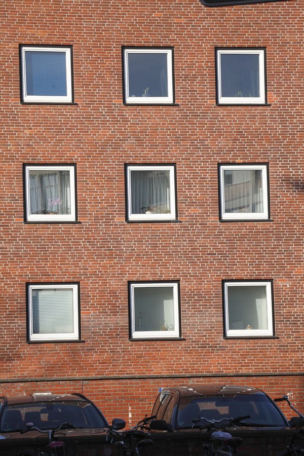 Block of Flats, Windows, House Wall Stock Image - Image of hanseatic ...