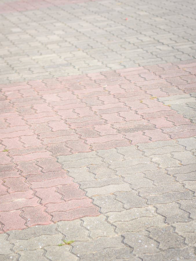 Pathway with Concrete Paving Bricks in a Shopping Center Park in ...
