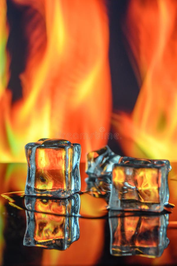 Block of Ice on Fire 3 stock photo. Image of warm, refreshing - 322978624
