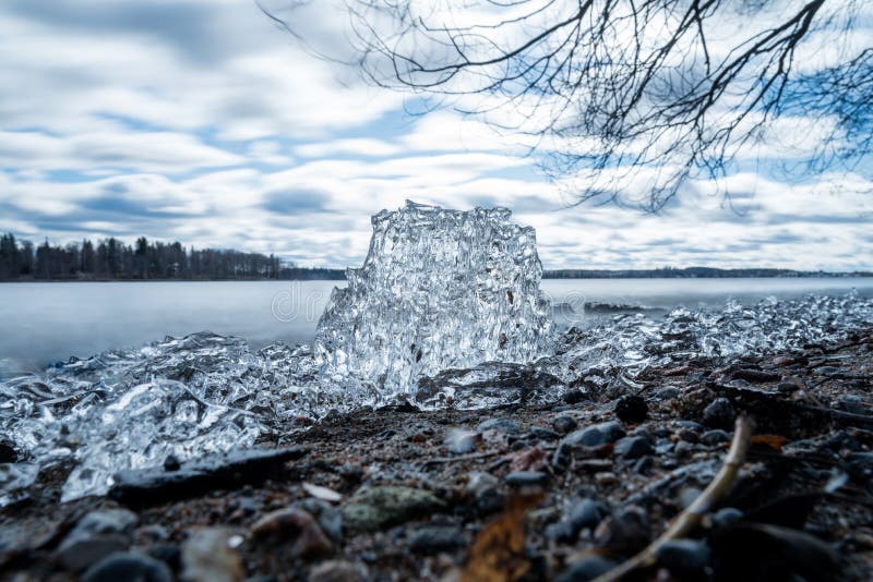 Block of Ice on Lake on Early Spring Day Stock Image - Image of finnish ...