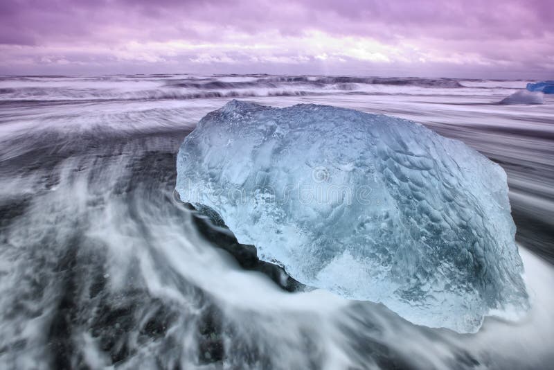 Block of Ice on the Shoreline Stock Photo - Image of shoreline ...
