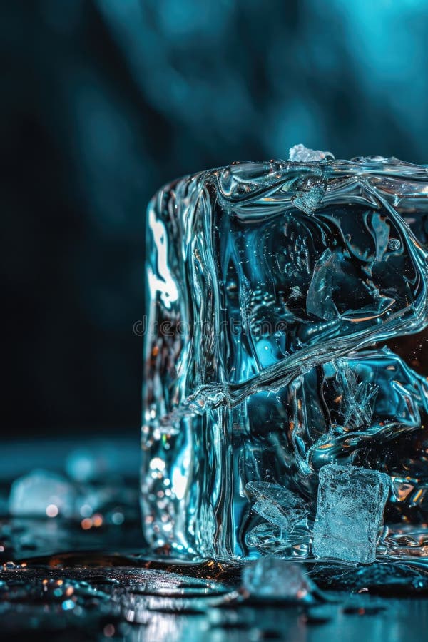 A Block of Ice Sitting on Top of a Table. Can Be Used for Concepts ...