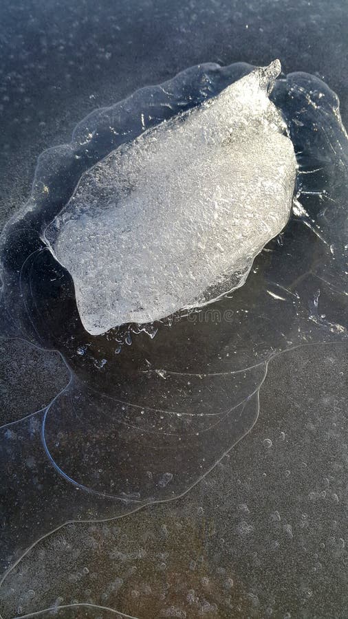 Block of Ice on the Surface of a Frozen River Stock Photo - Image of ...