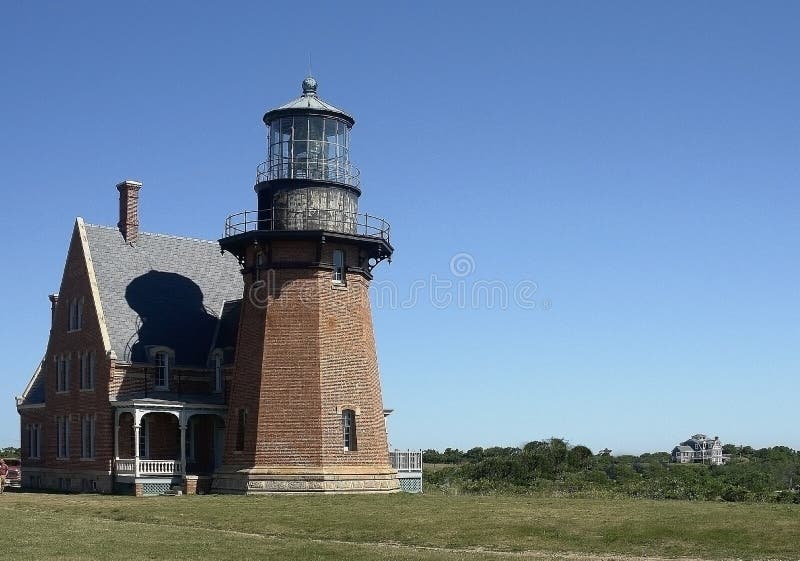 Block island lighthouse stock photo. Image of trees, blue - 3289108