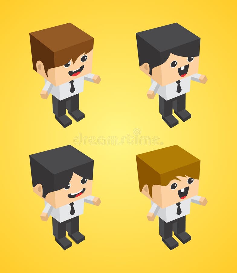 Block Isometric Cartoon Character Stock Vector - Illustration of ...