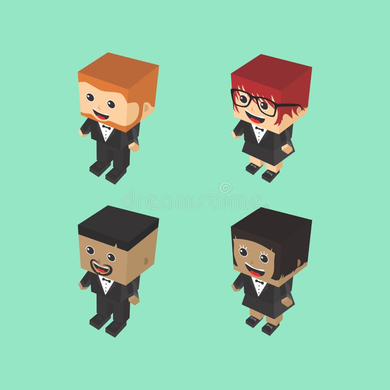 Block Isometric Cartoon Character Stock Vector - Illustration of ...