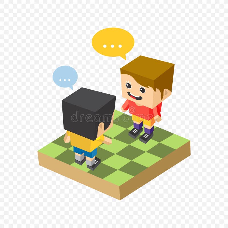 Block Isometric Cartoon Character Stock Vector - Illustration of square ...