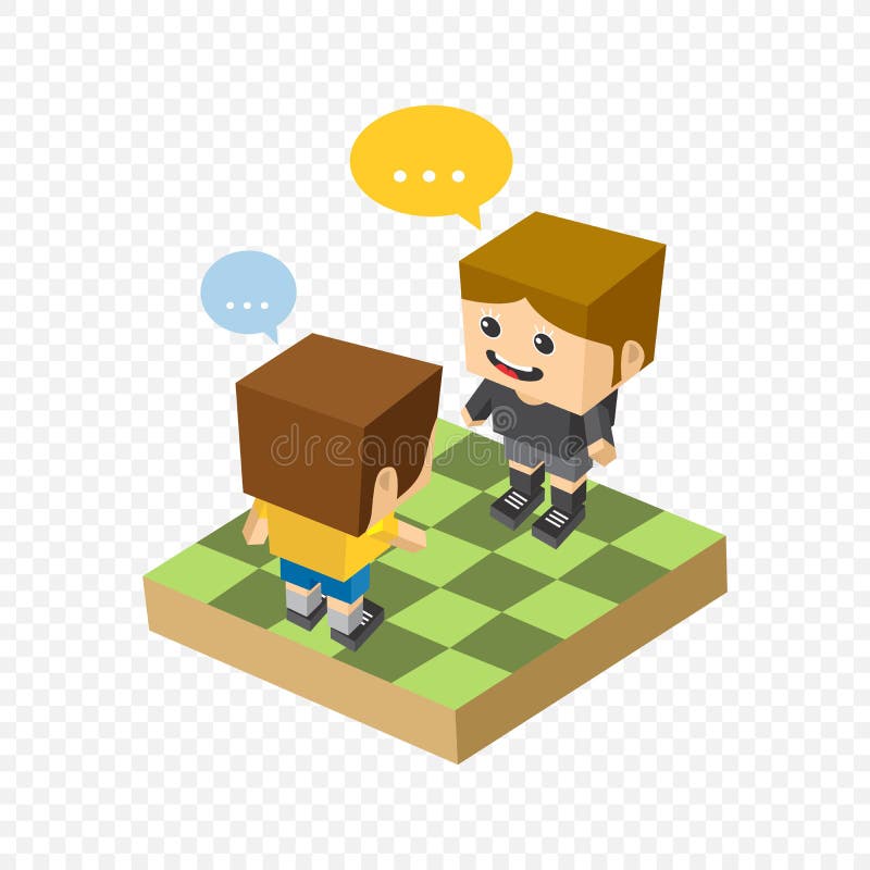 Block Isometric Cartoon Character Stock Vector - Illustration of action ...