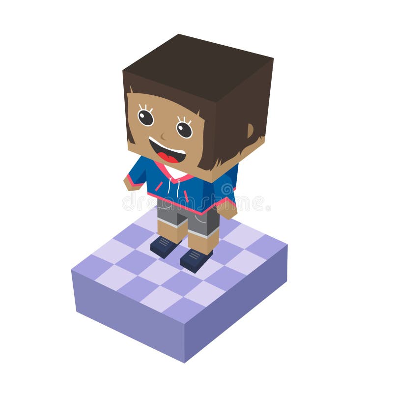 Block Isometric Cartoon Character Stock Vector - Illustration of block ...